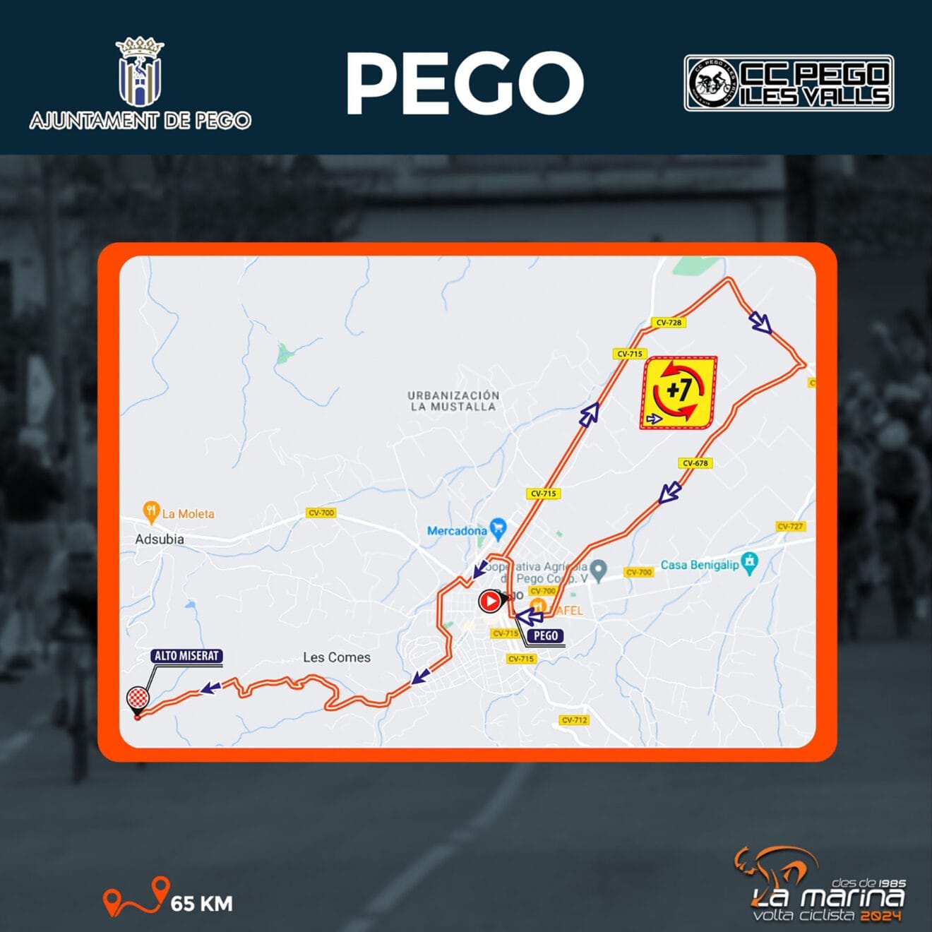 Route map of the Pego Volta La Marina Stage - LaMarinaAlta.com